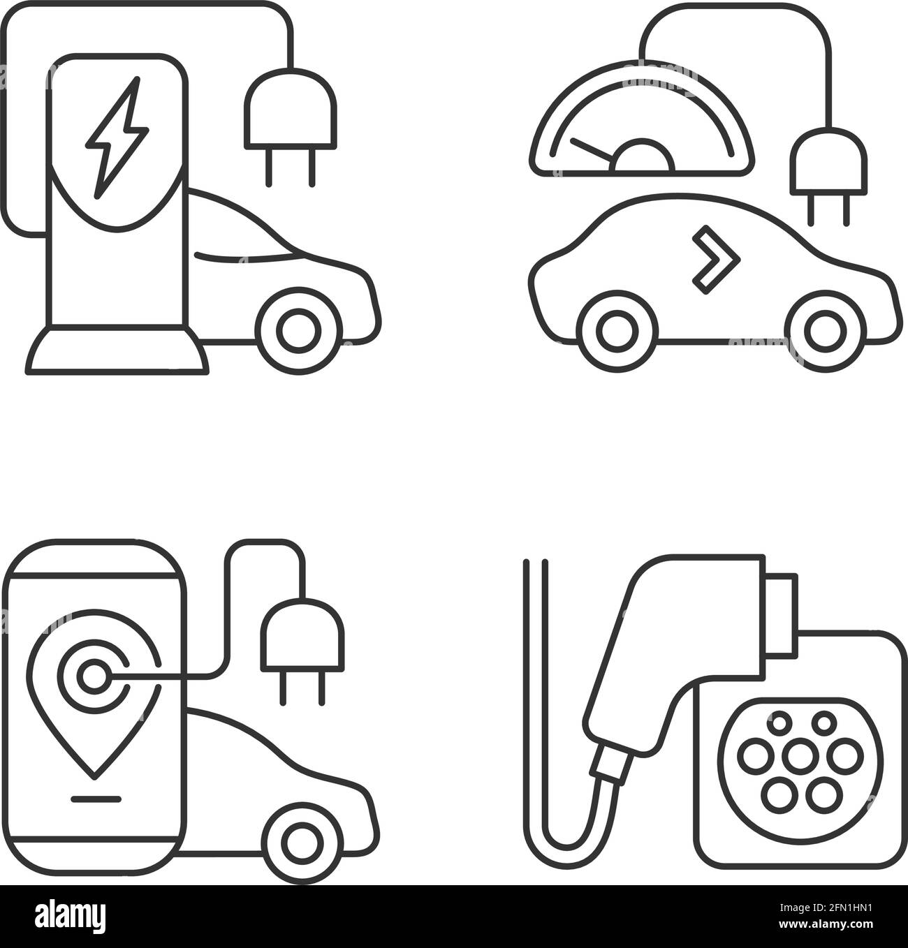Electric vehicle charging linear icons set Stock Vector Image & Art - Alamy