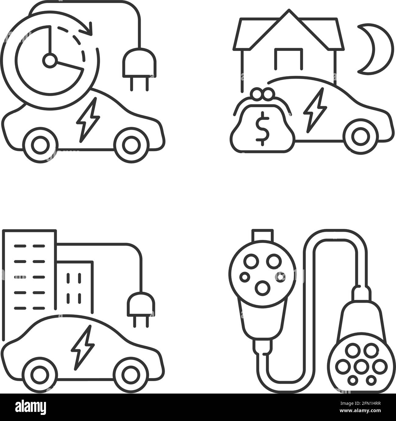 Electric vehicle charging linear icons set Stock Vector Image & Art - Alamy