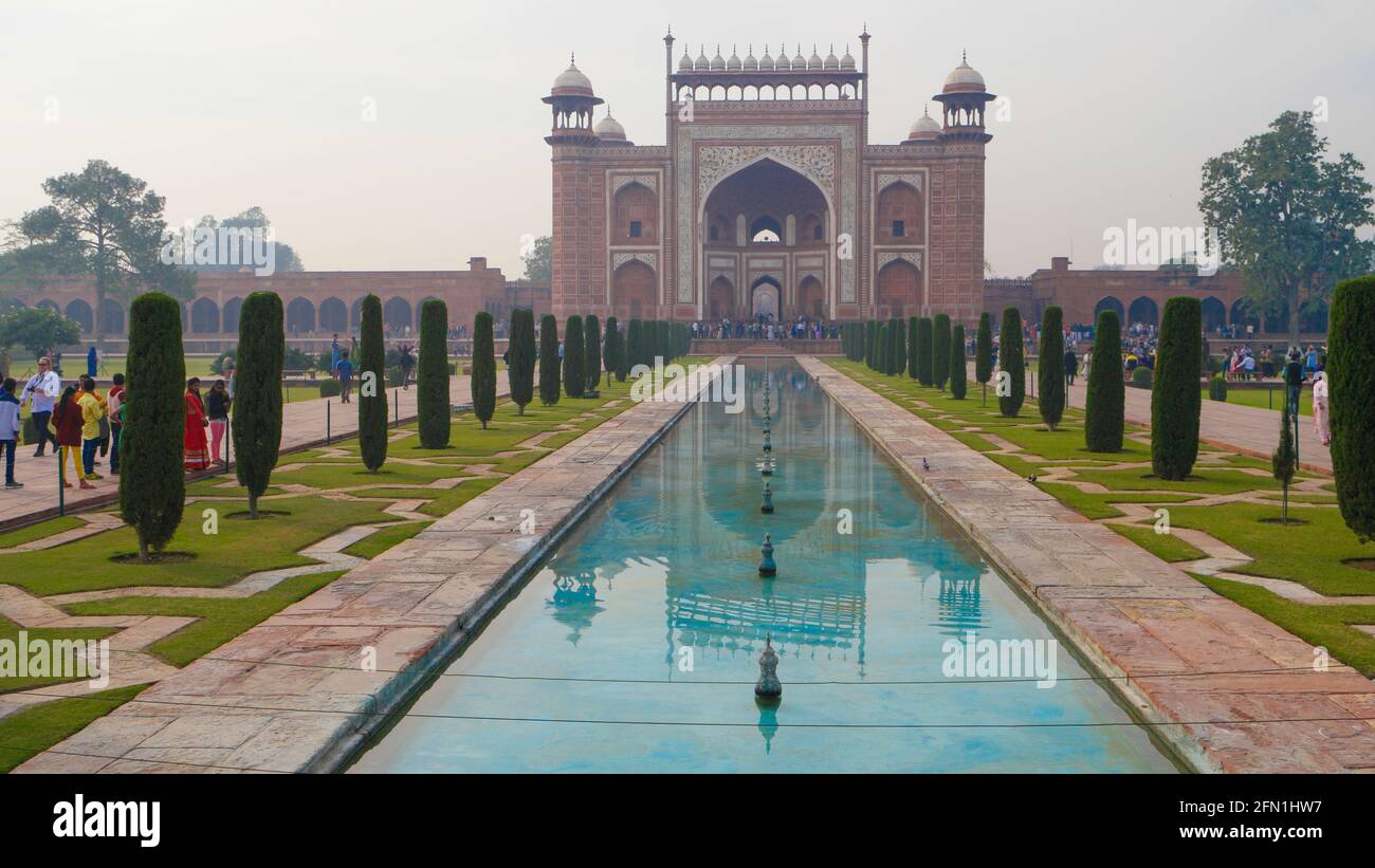 AGRA, INDIA - Nov 25, 2015: Taj Mahal is an ivory-white marble ...