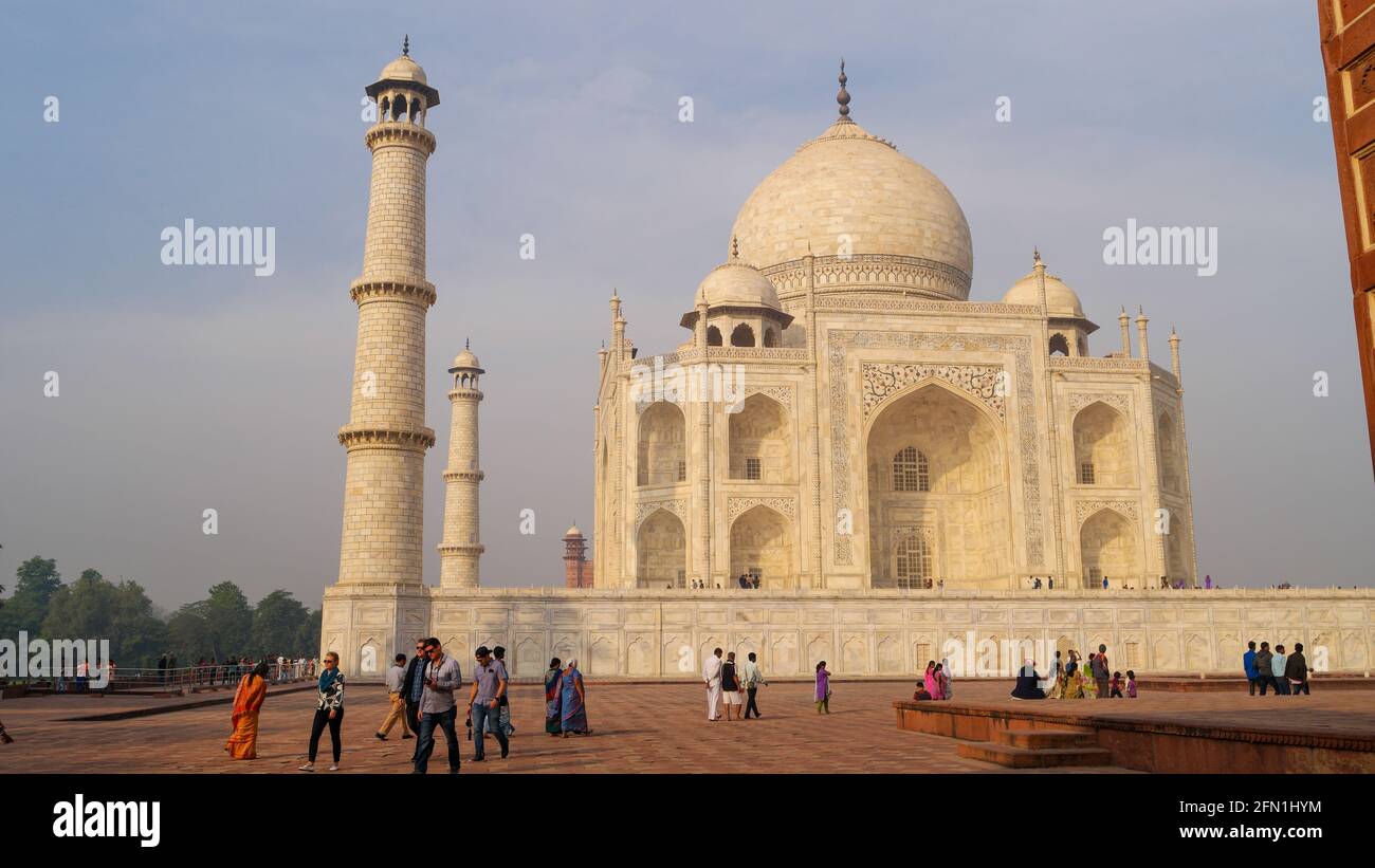 AGRA, INDIA - Nov 25, 2015: Taj Mahal is an ivory-white marble ...