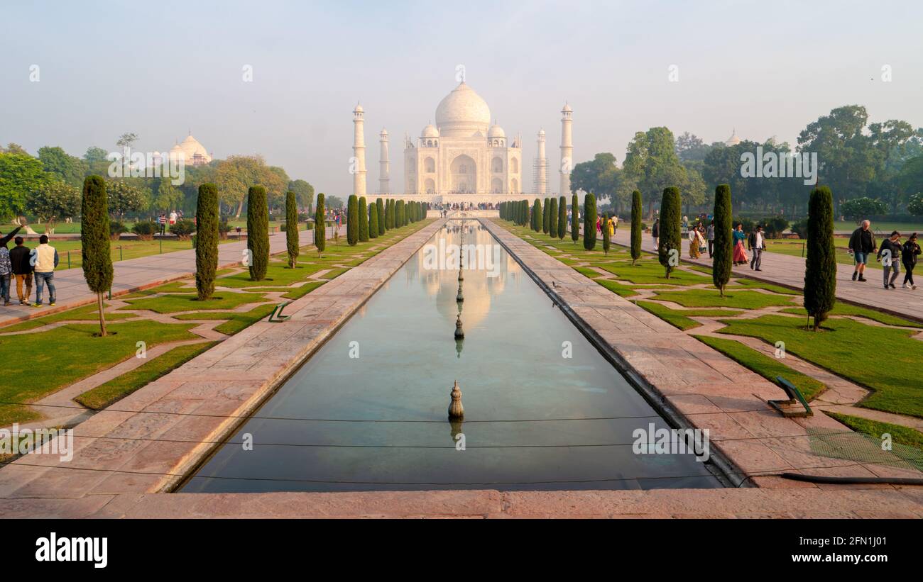 AGRA, INDIA - Nov 25, 2015: Taj Mahal is an ivory-white marble ...
