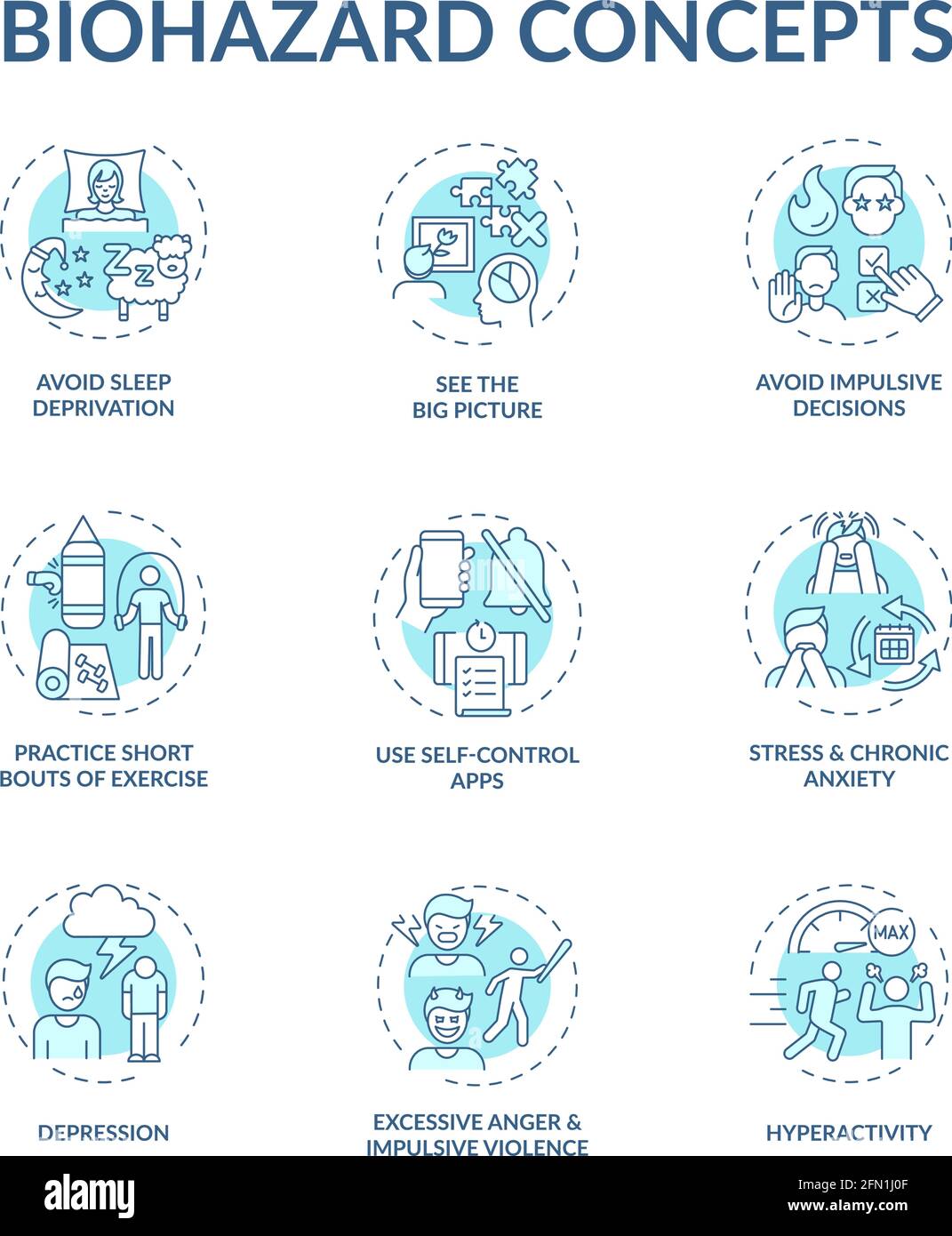 Self Control Blue Concept Icons Set Stock Vector Image And Art Alamy