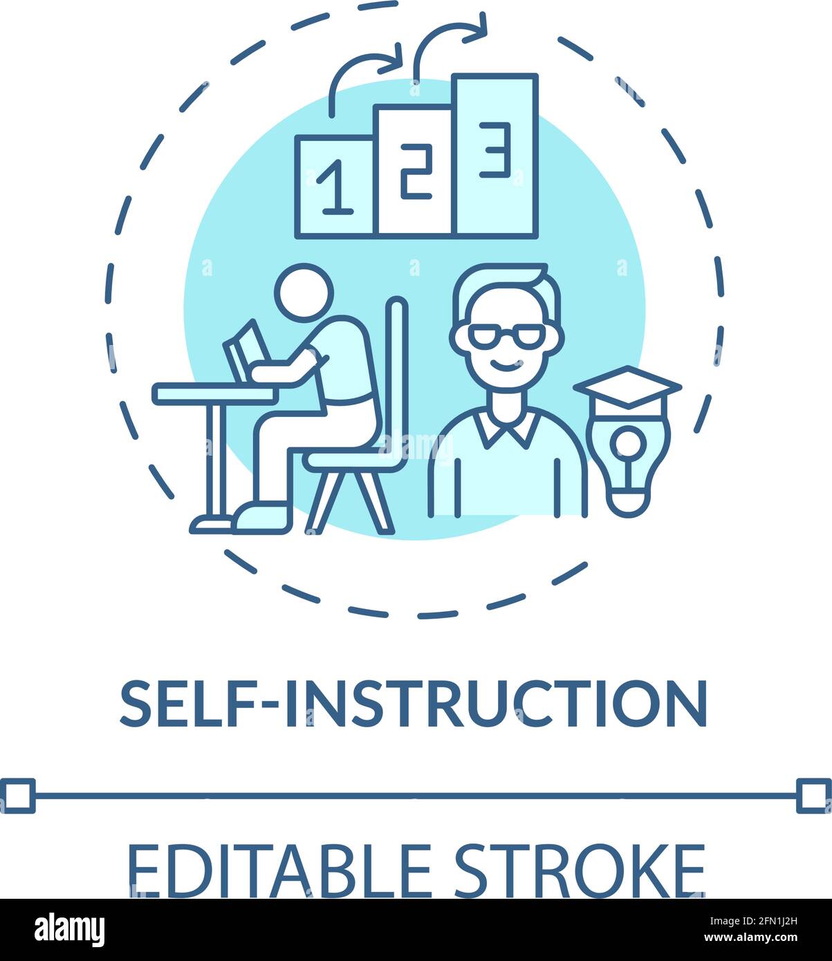 Self instruction blue concept icon Stock Vector Image & Art - Alamy