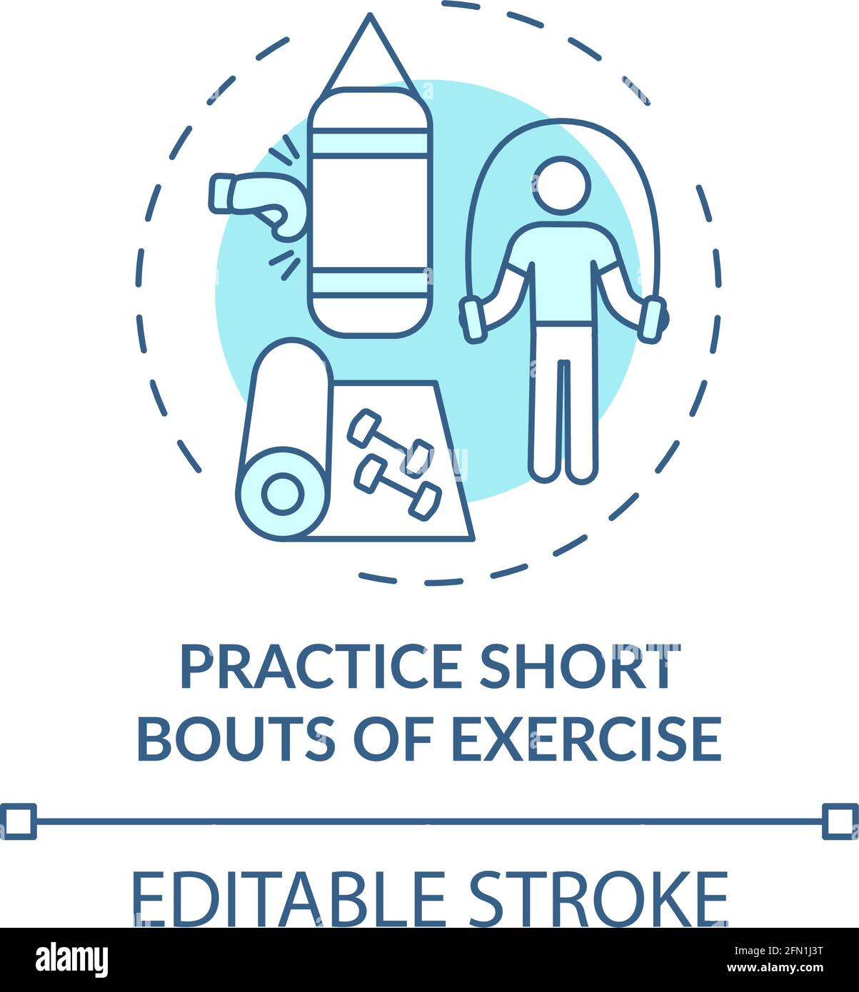 Practice short bouts of exercise blue concept icon Stock Vector Image ...