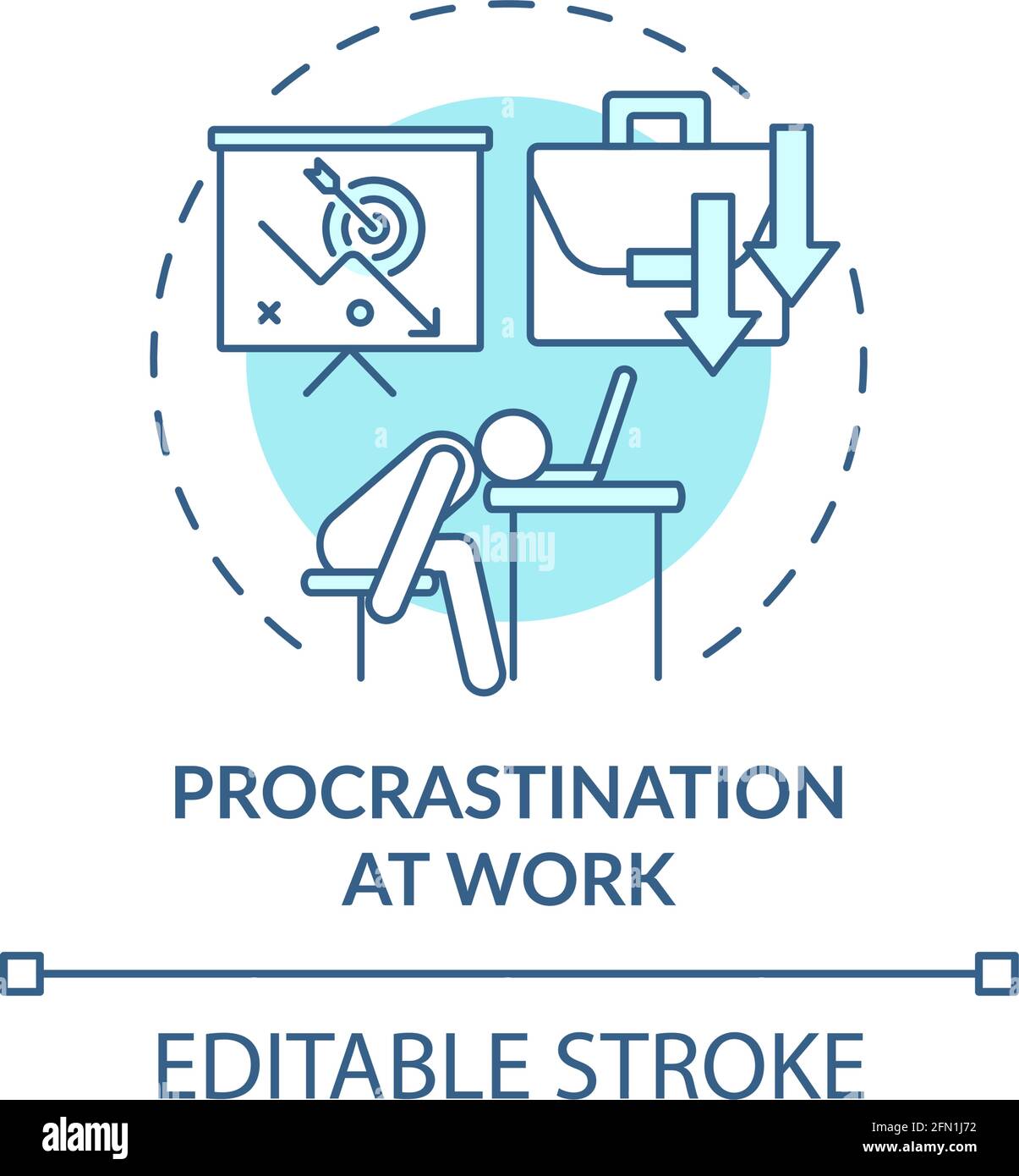 Procrastination at work blue concept icon Stock Vector Image & Art - Alamy