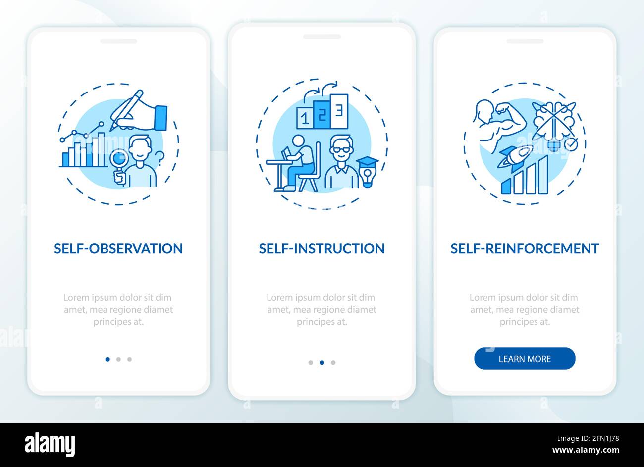 Self-control techniques blue onboarding mobile app page screen with concepts Stock Vector Image ...