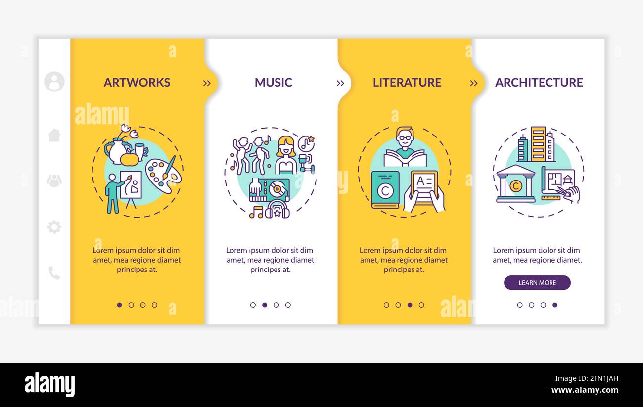 Original Works Types Onboarding Vector Template Stock Vector Image And Art Alamy