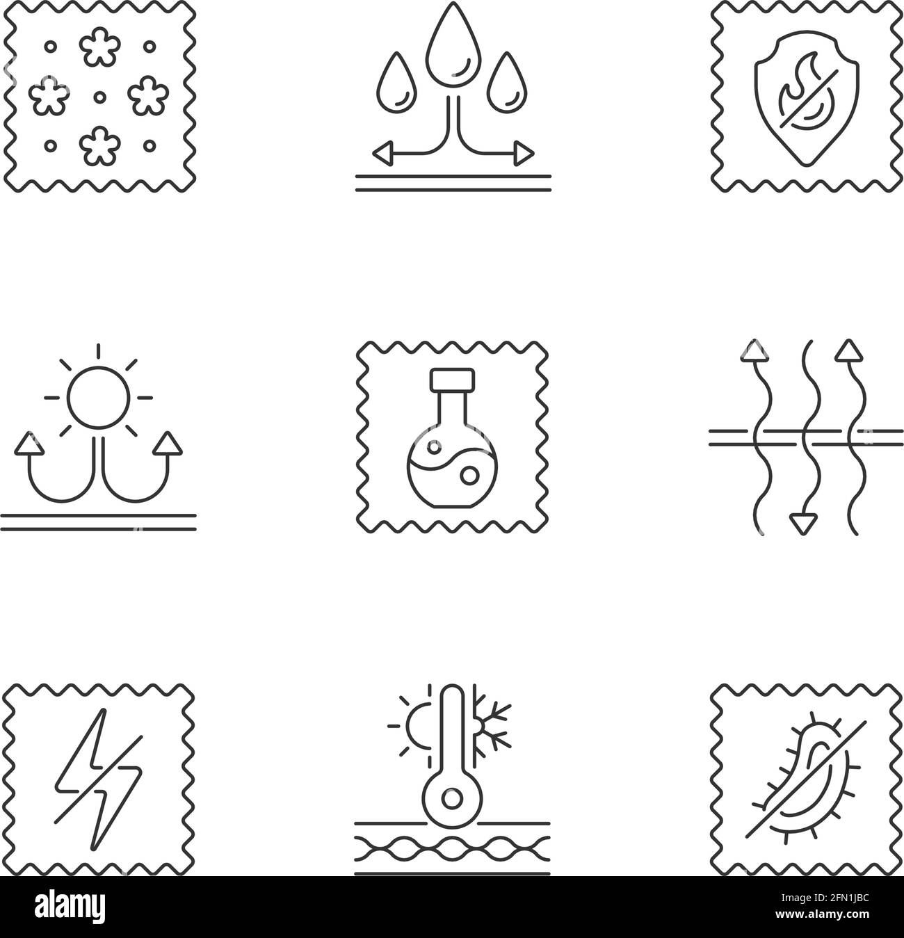 Fabric properties linear icons set Stock Vector Image & Art - Alamy