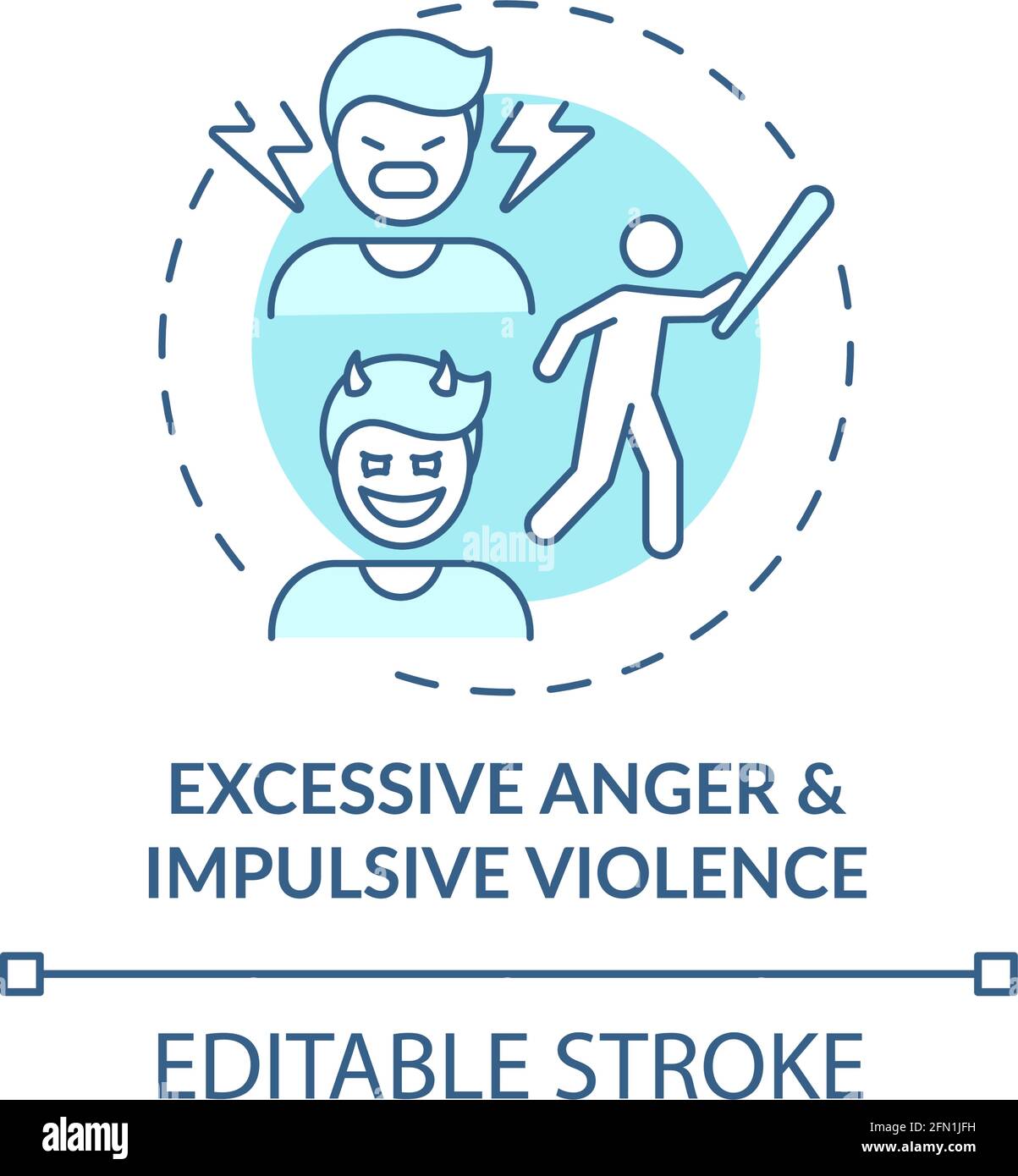 Excessive anger and impulsive violence blue concept icon Stock Vector Image & Art - Alamy