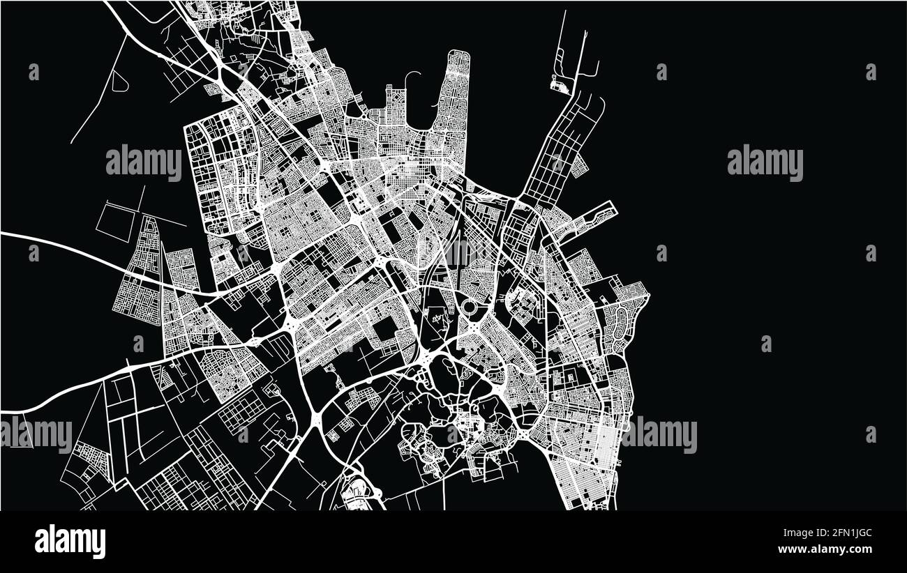 Urban vector city map of Dammam, Saudi Arabia, Middle East Stock Vector ...