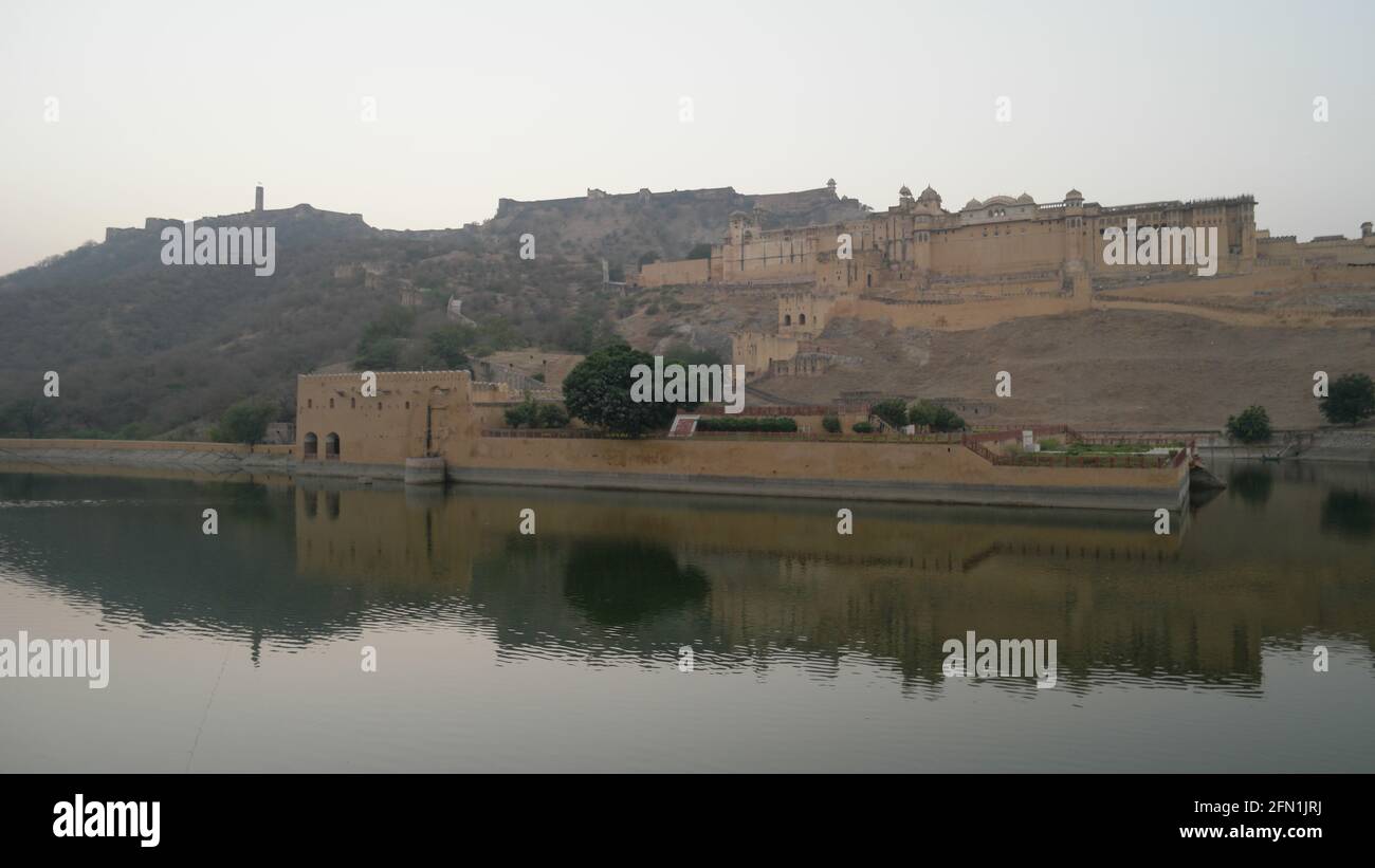 High angle shot of Amber Fort site as part of Hill Forts of Rajastan ...