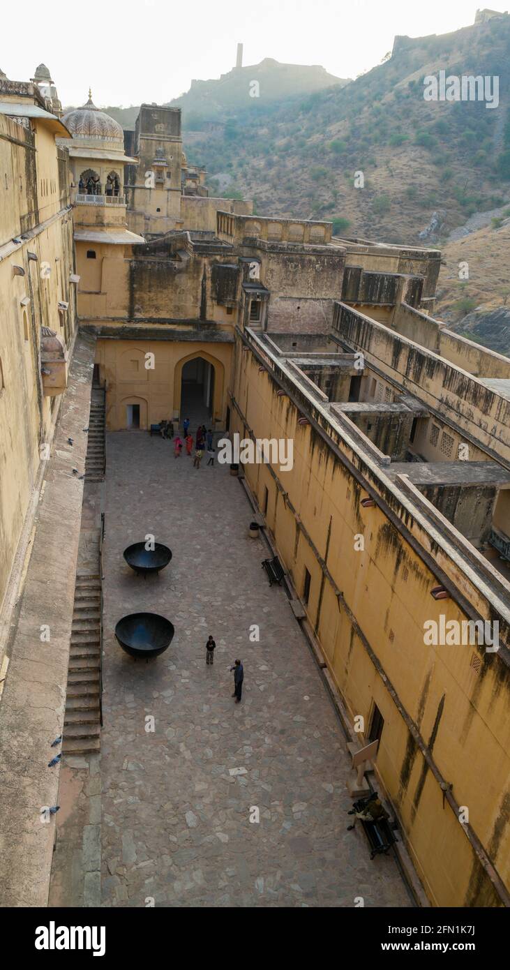 Vertical shot of Amber Fort site as part of Hill Forts of Rajastan ...