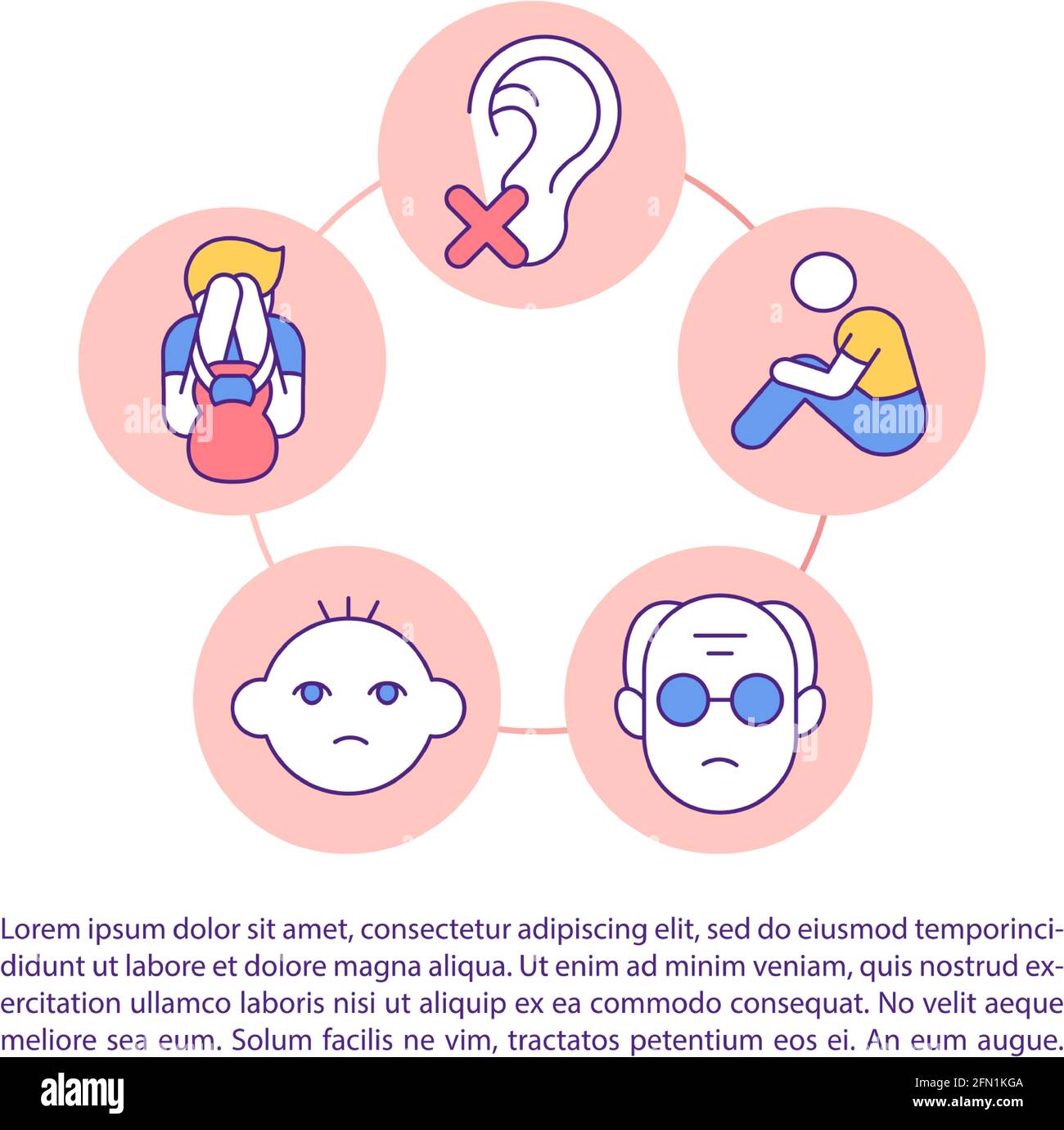 Loneliness feeling concept line icons with text Stock Vector Image ...