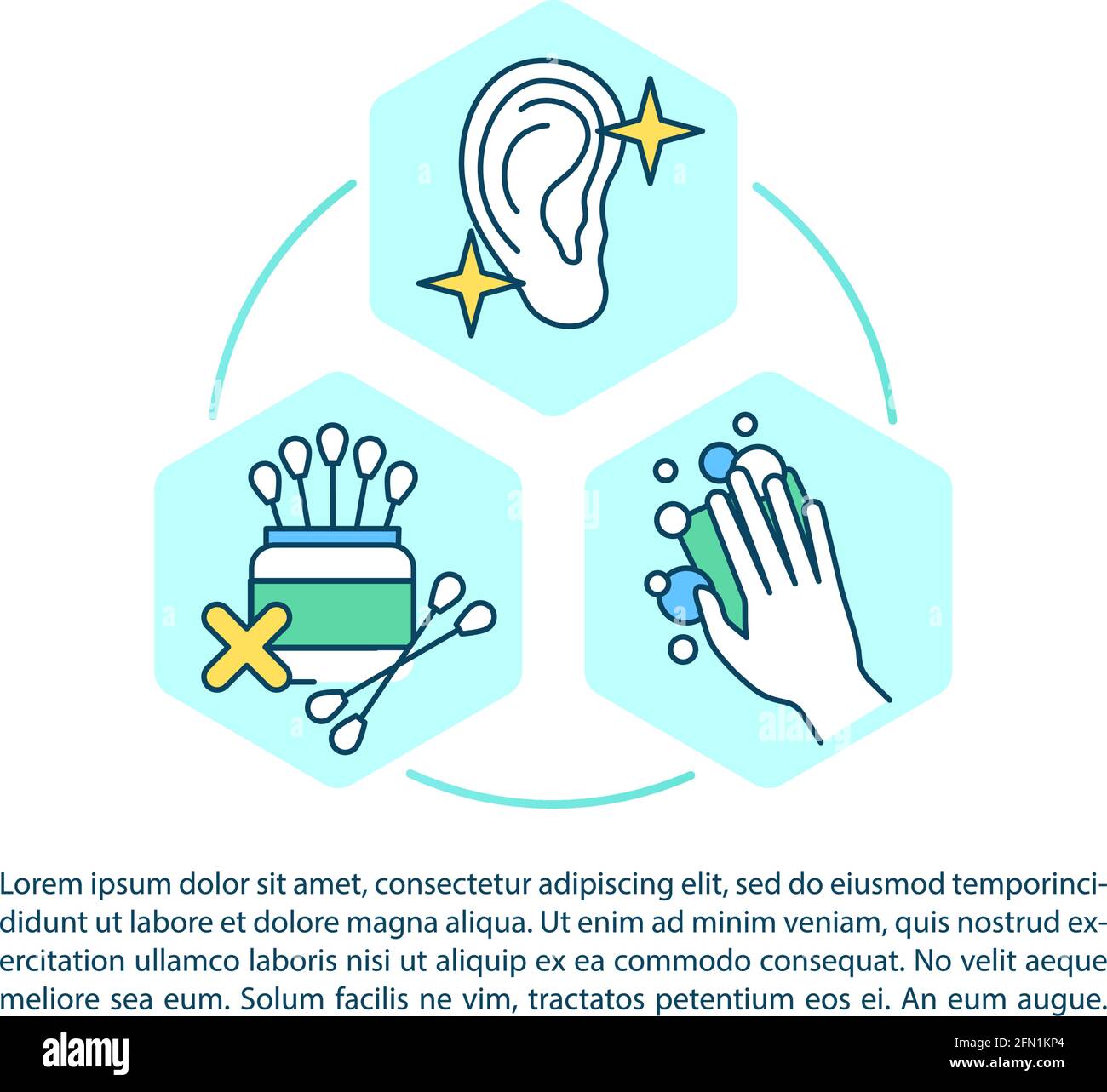 Ear cleaning and irrigation concept line icons with text Stock Vector ...