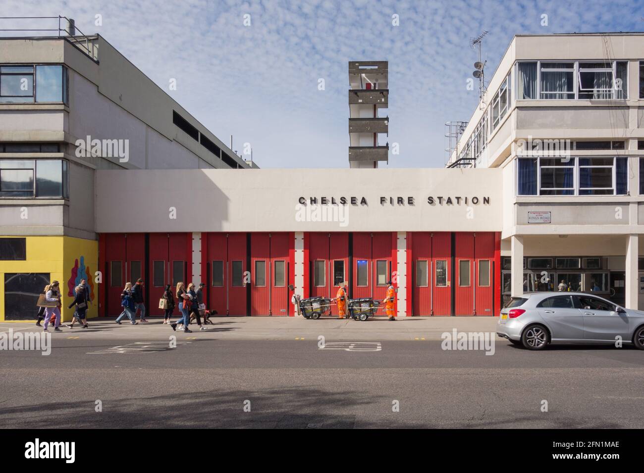 The exterior of Chelsea Fire Station, King's Road, London, SW3, England ...