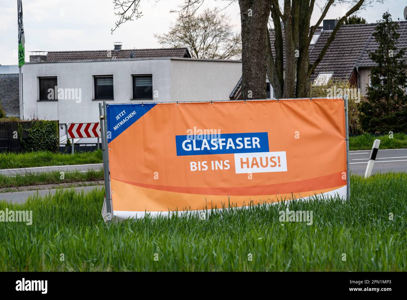 Laying of broadband fibre optic cable, internet connection by the ...