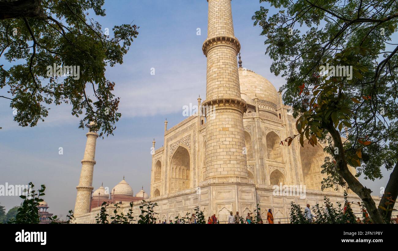 AGRA, INDIA - Nov 25, 2015: Taj Mahal is an ivory-white marble ...