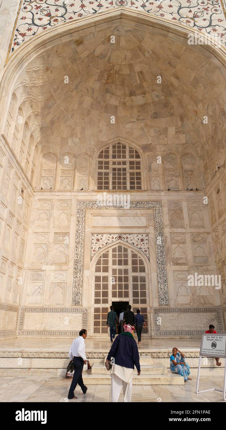 AGRA, INDIA - Nov 25, 2015: Taj Mahal is an ivory-white marble ...