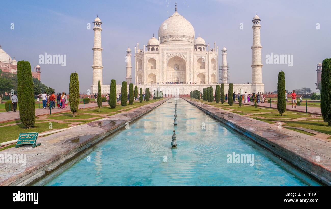 AGRA, INDIA - Nov 25, 2015: Taj Mahal is an ivory-white marble ...