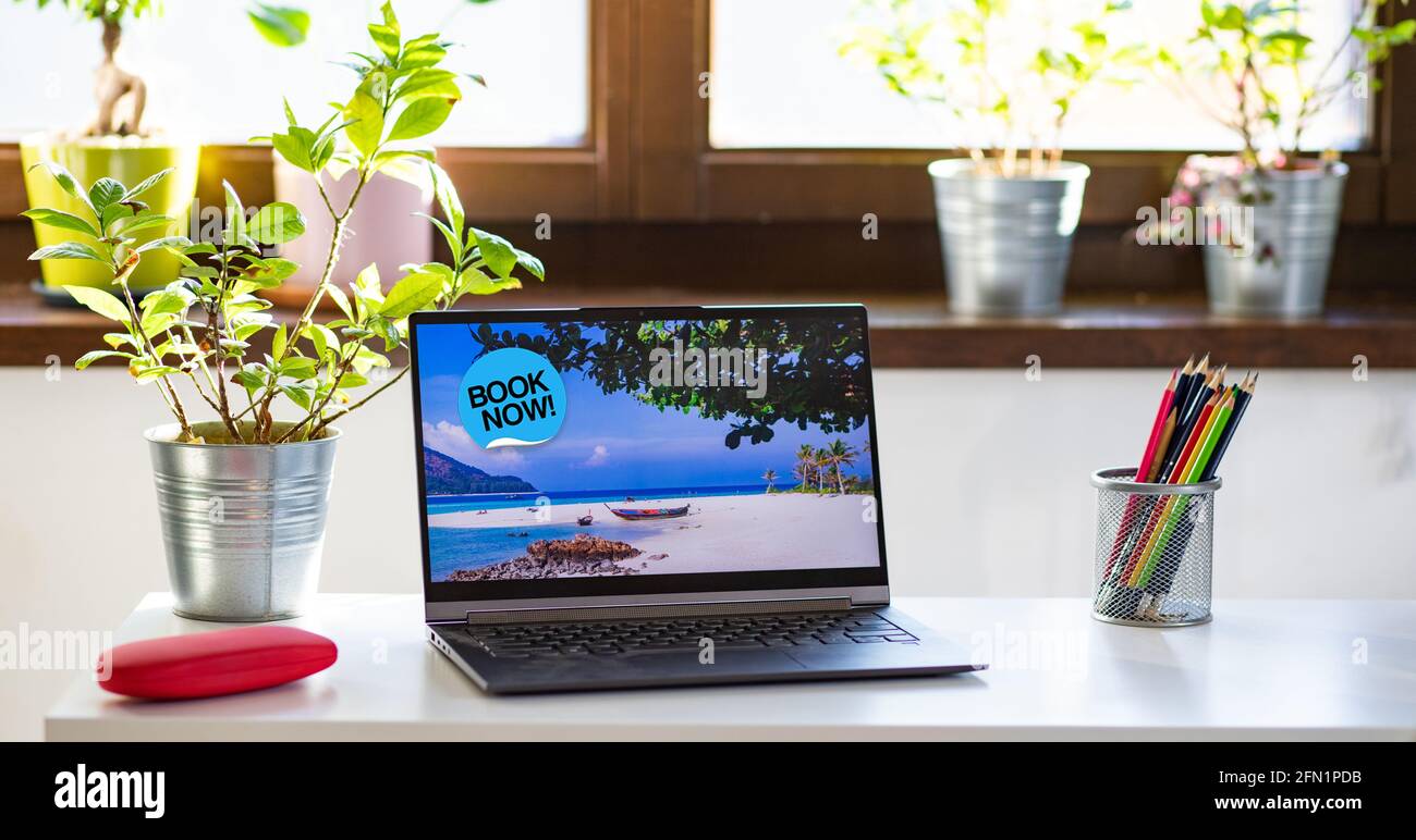 woman booking a holiday after covid vaccination Stock Photo - Alamy