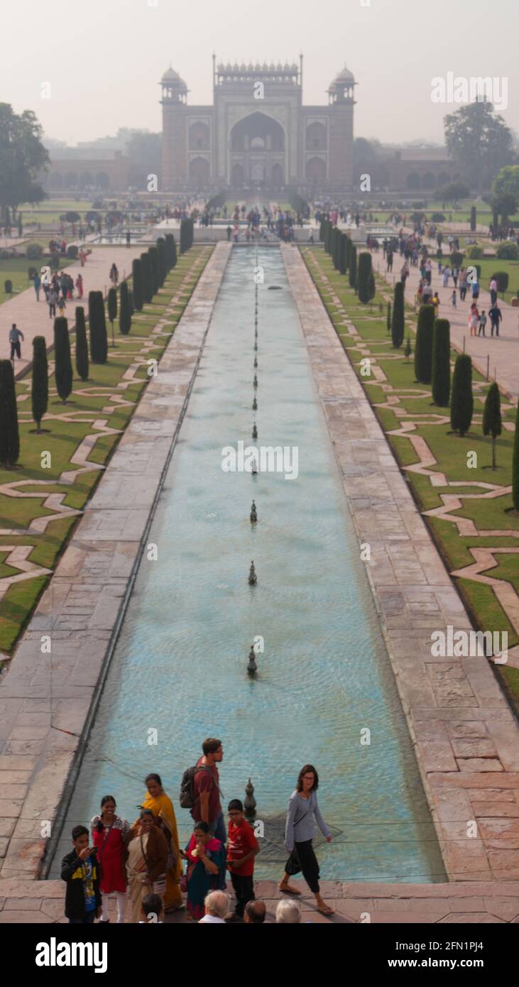 AGRA, INDIA - Nov 25, 2015: Taj Mahal is an ivory-white marble ...