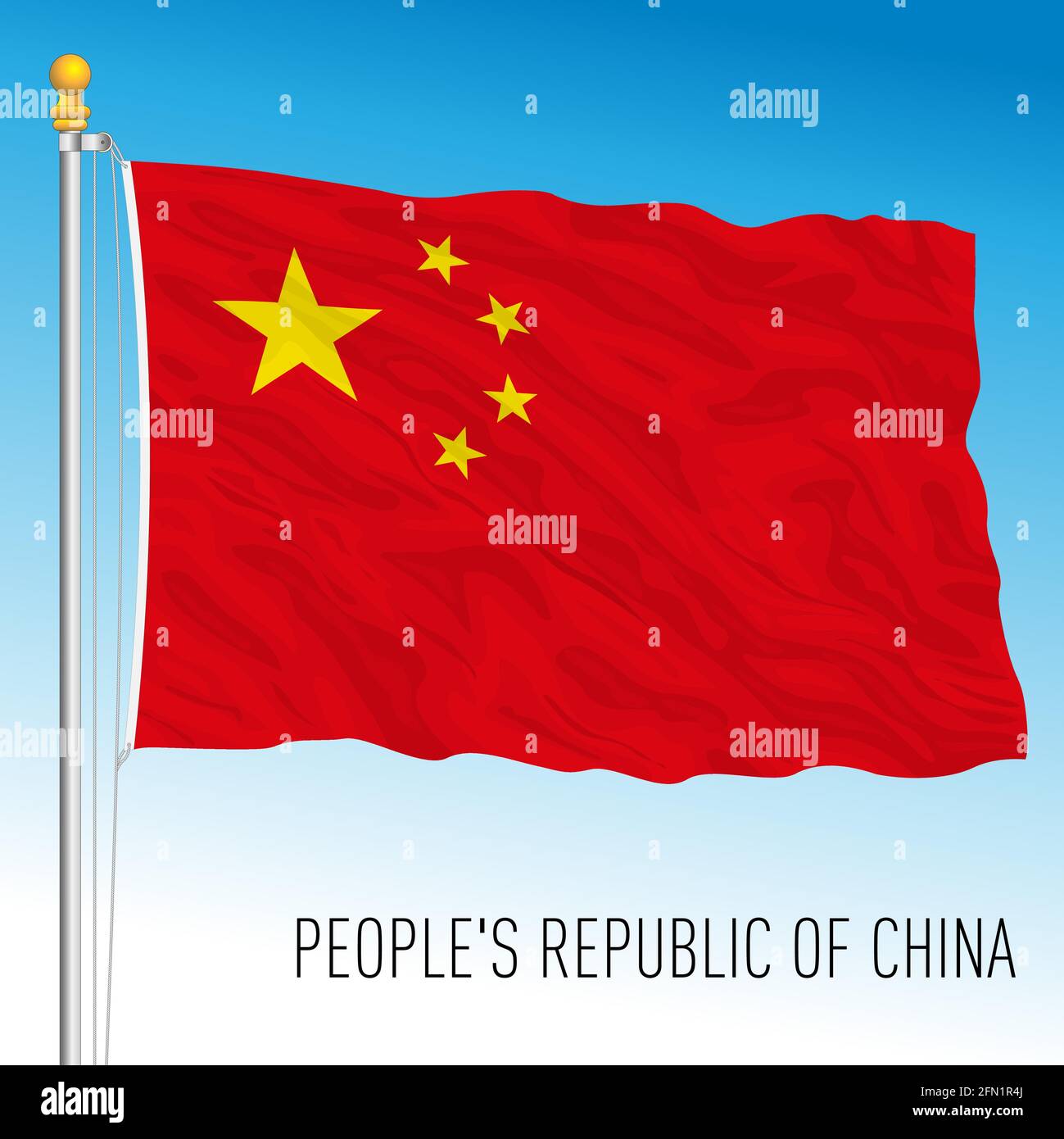 China official national flag, asiatic country, vector illustration ...