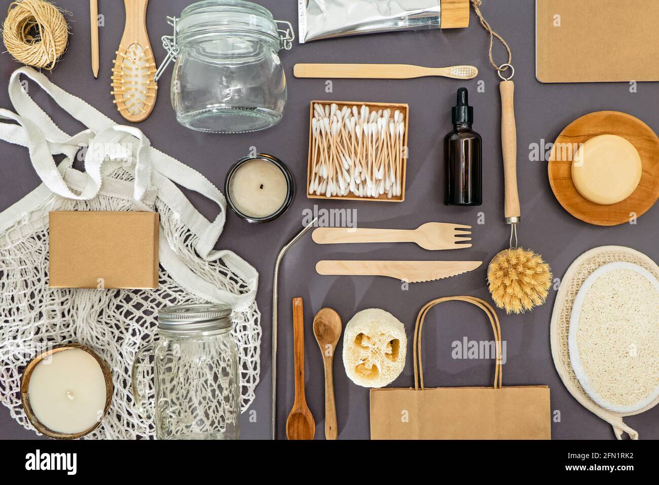 Set of zero waste and reusable products from natural materials Stock ...