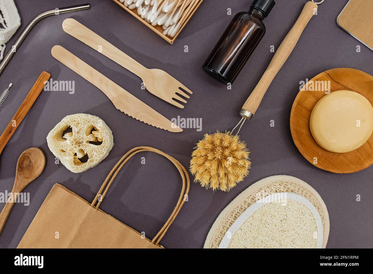 Set of zero waste and reusable products from natural materials Stock ...