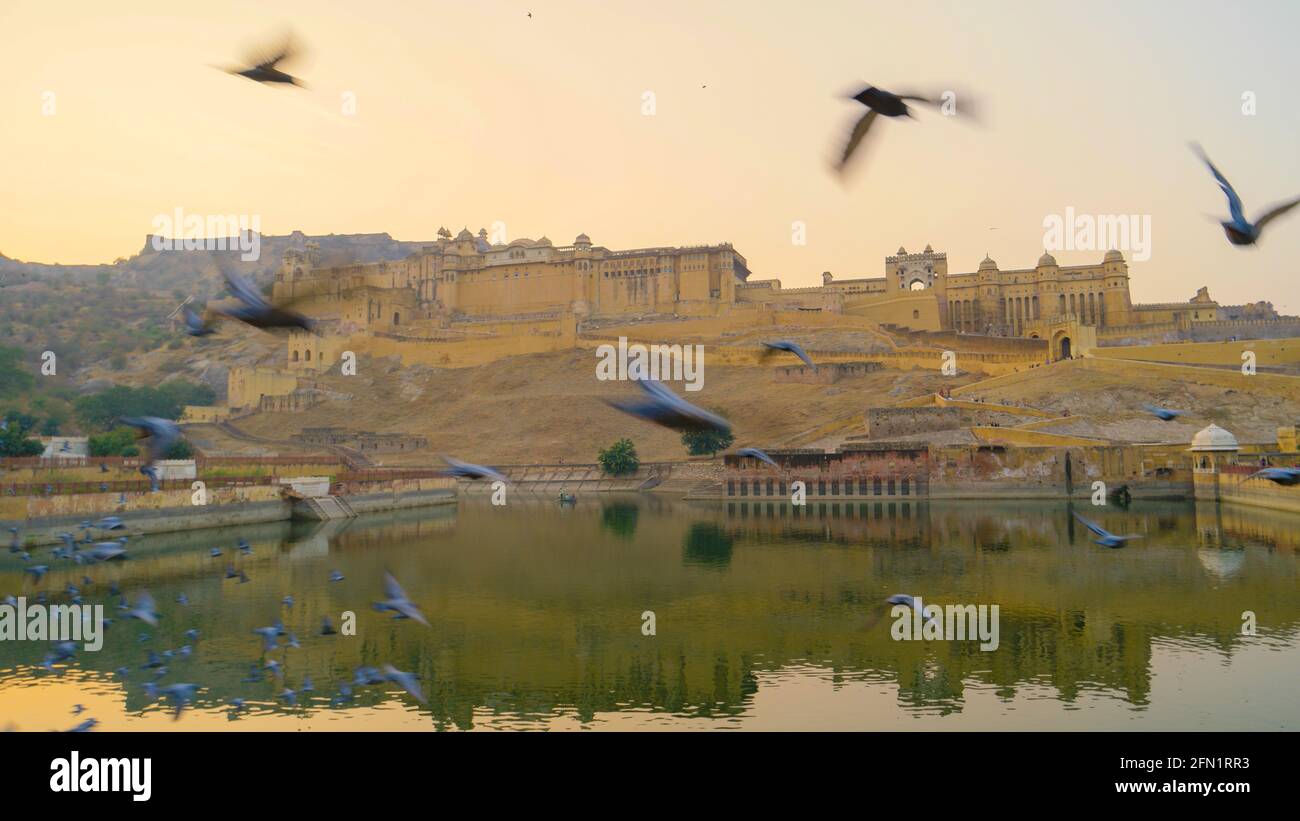 High angle shot of Amber Fort site as part of Hill Forts of Rajastan ...