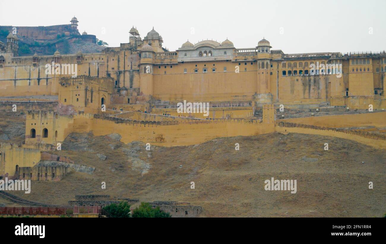 High angle shot of Amber Fort site as part of Hill Forts of Rajastan ...