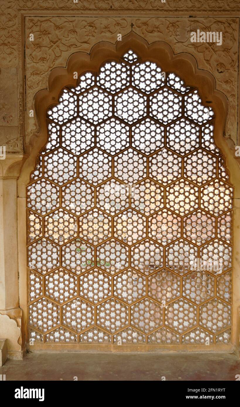 Vertical shot of Amber Fort site as part of Hill Forts of Rajastan ...