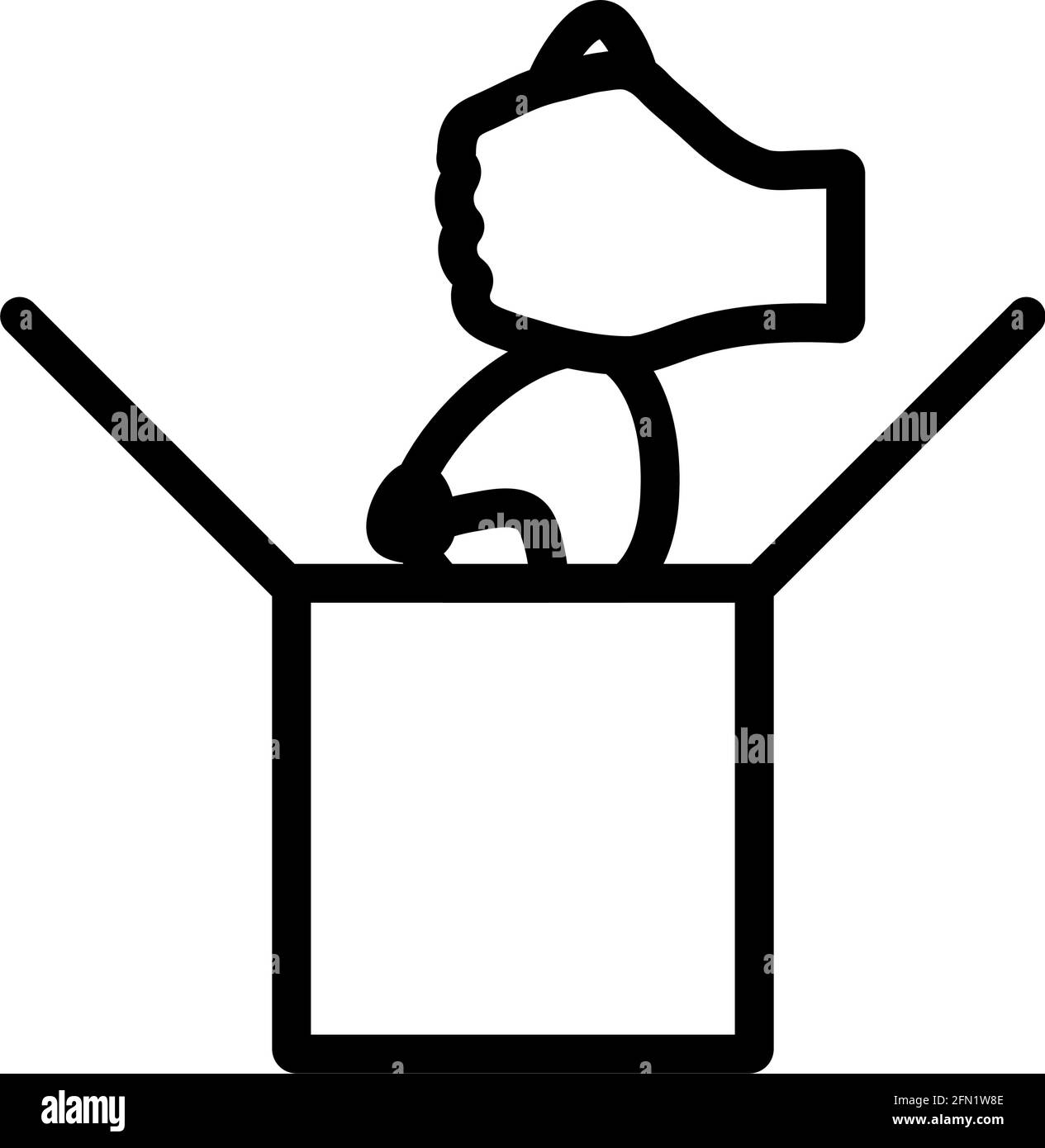 Rabbit In Magic Box Icon. Editable Bold Outline Design. Vector ...