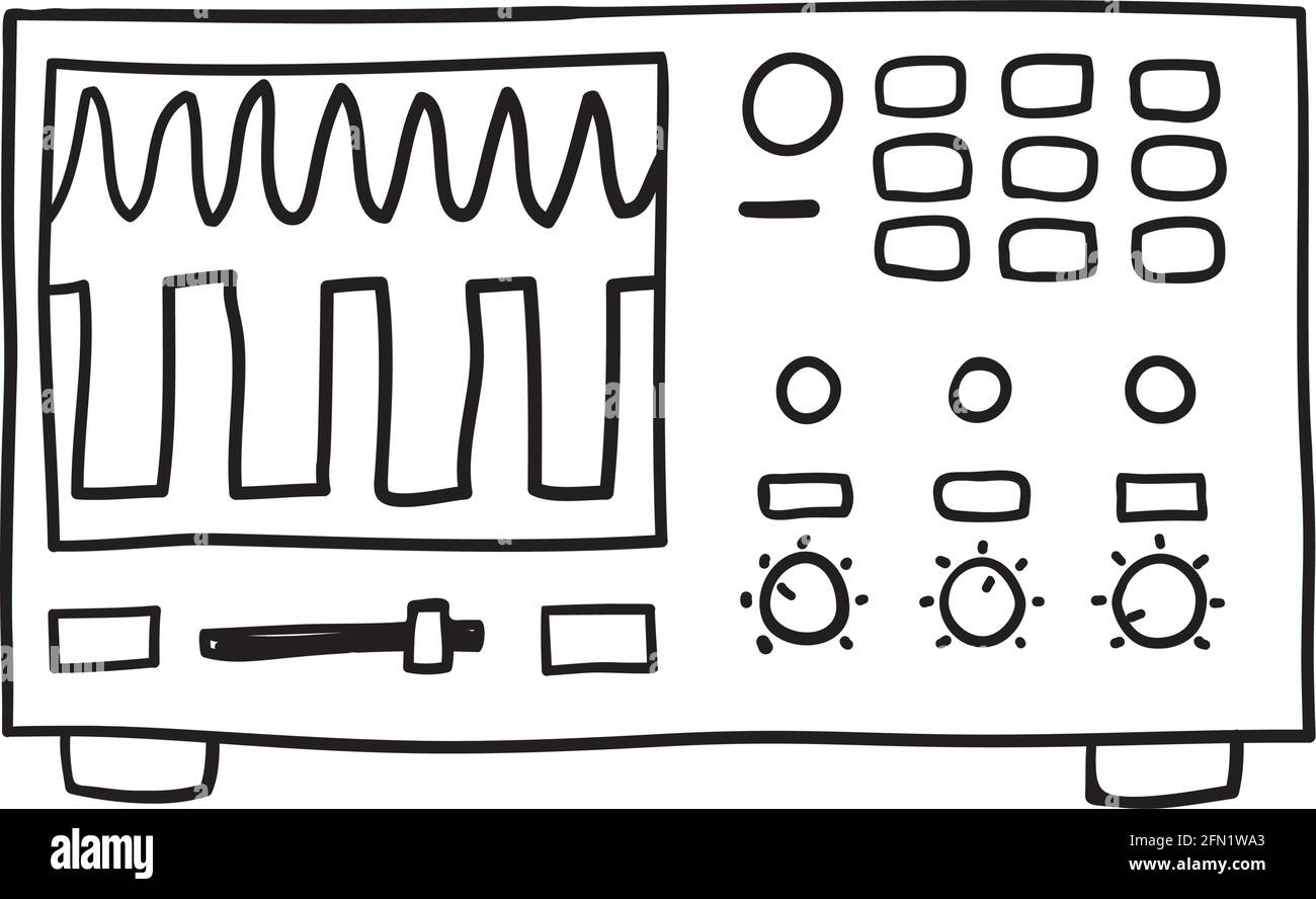 Oscilloscope Icon. Hand Drawn Sketch Design. Vector Illustration Stock ...