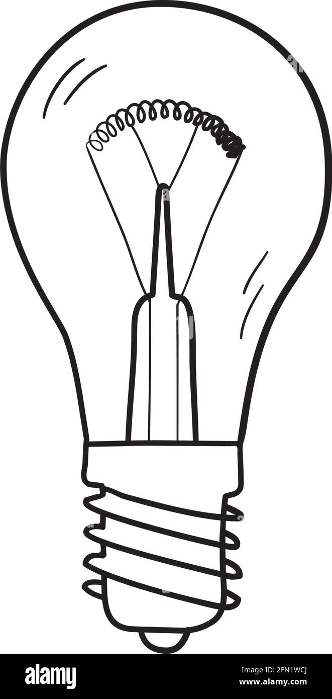 Electric Bulb Icon. Hand Drawn Sketch Design. Vector Illustration Stock ...