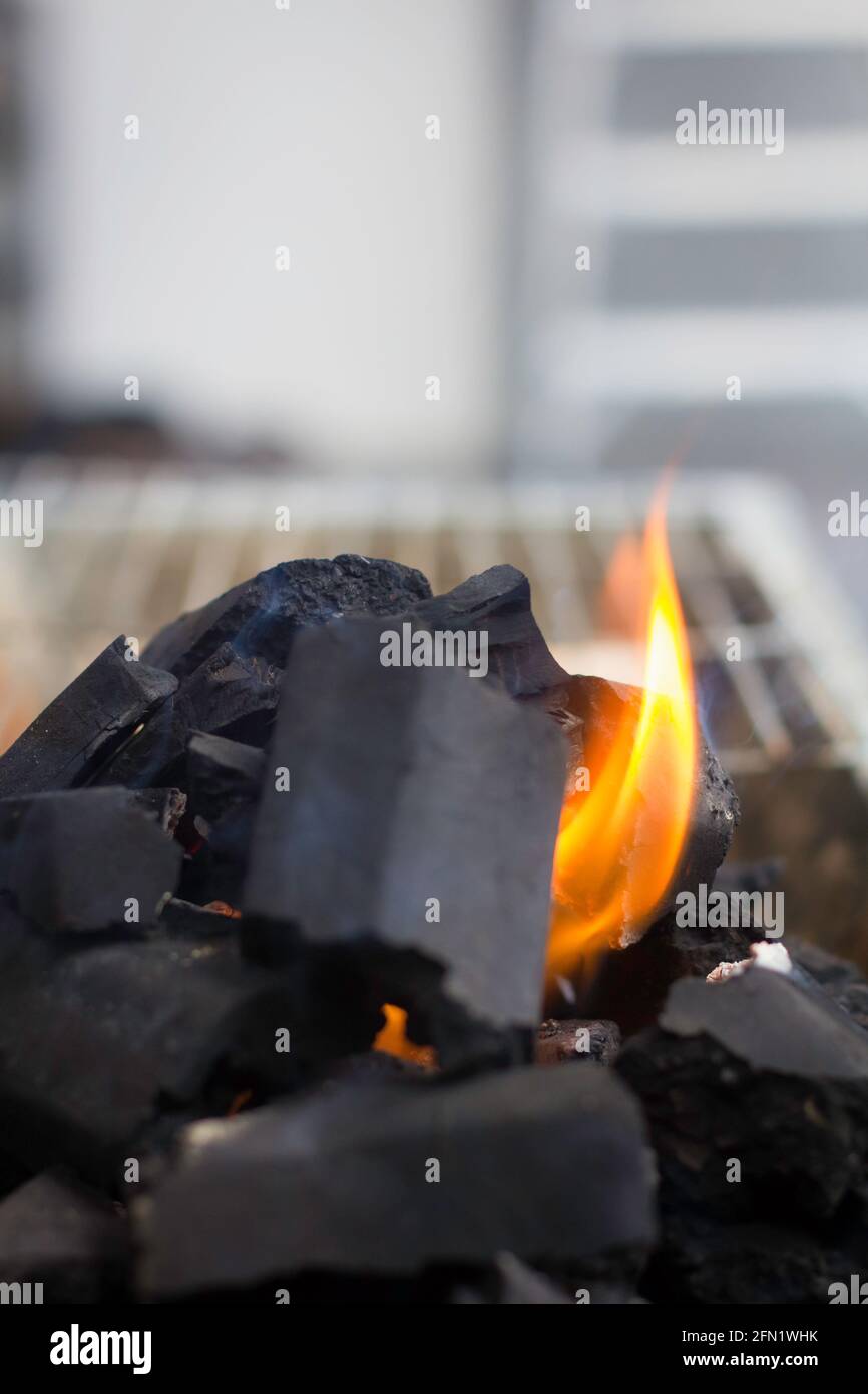 Burning coal and fire Stock Photo - Alamy