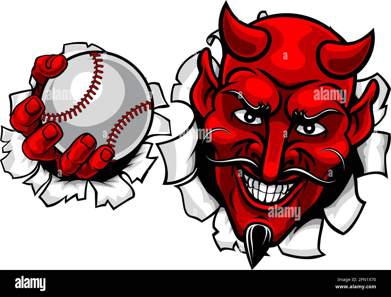 Devil Satan Baseball Ball Sports Mascot Cartoon Stock Vector Image ...