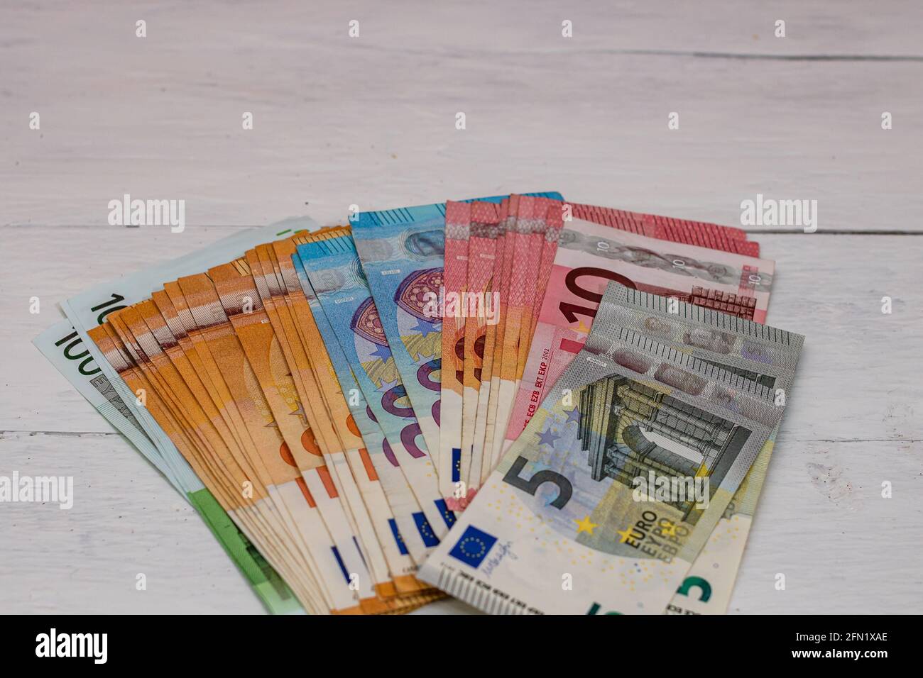 Selective focus on the detail of EURO banknotes. Detail of European ...