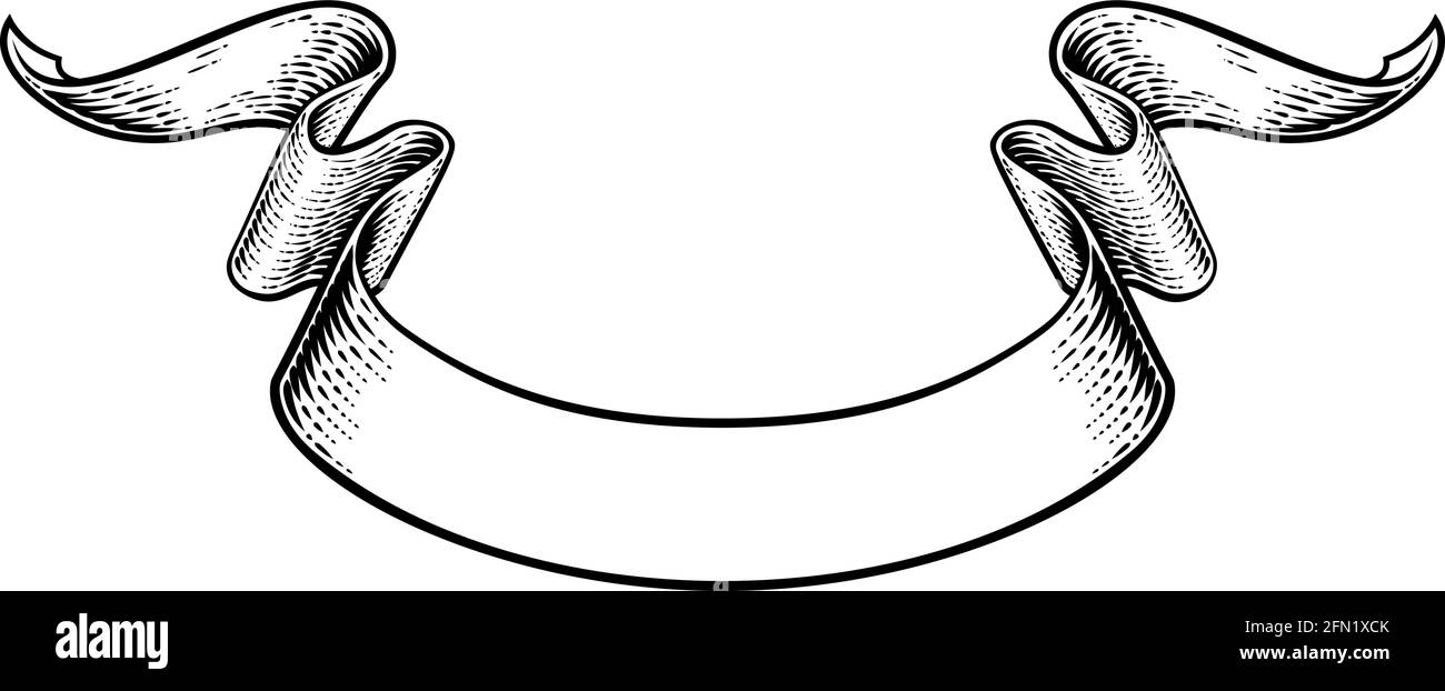 Scroll Vintage Flag Paper Banner Ribbon Woodcut Stock Vector Image ...