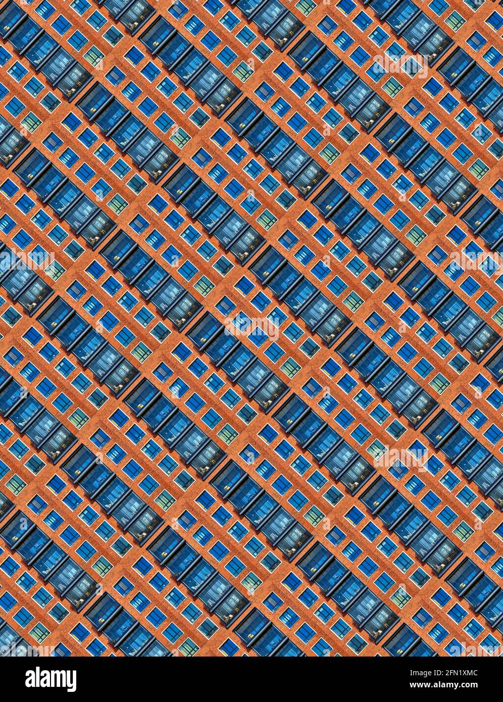 Repeated pattern of windows in monotonous skyscraper, abstract ...