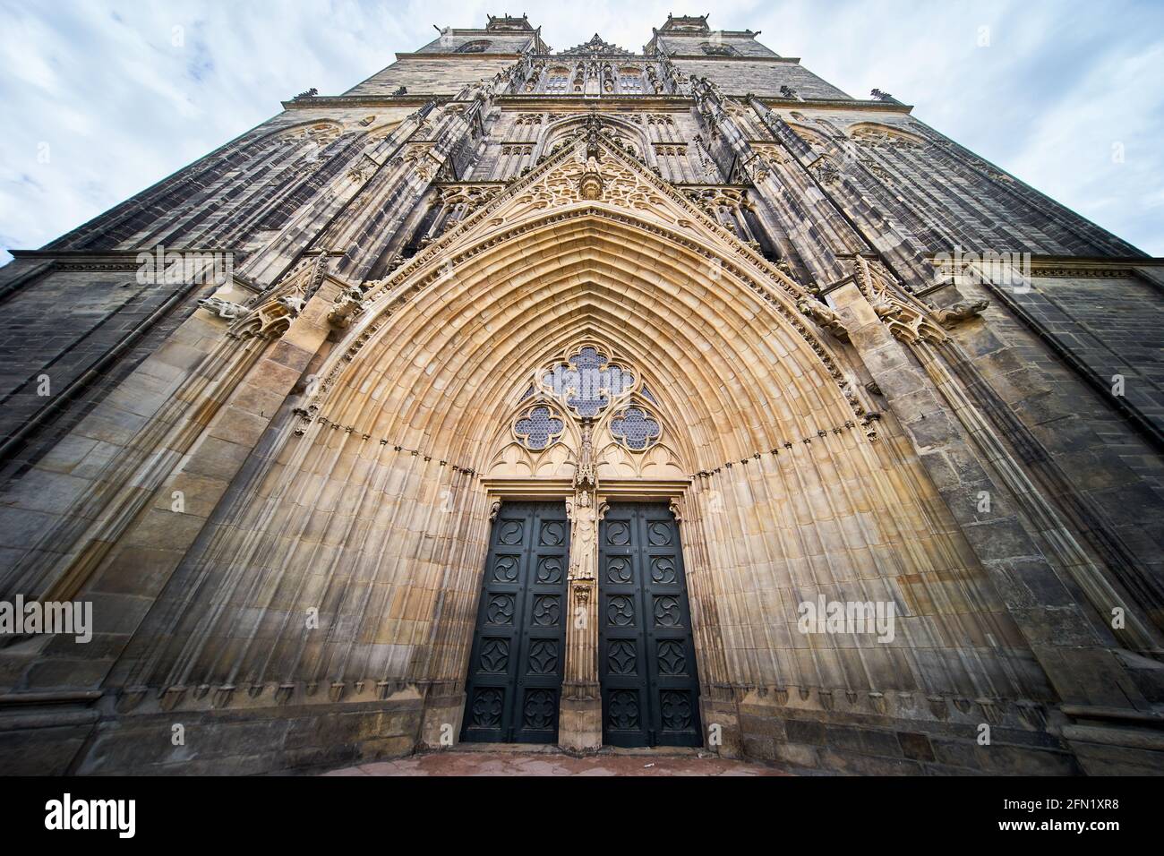 Entrance gate of the cathedral of Magdeburg, abstract wide angle ...
