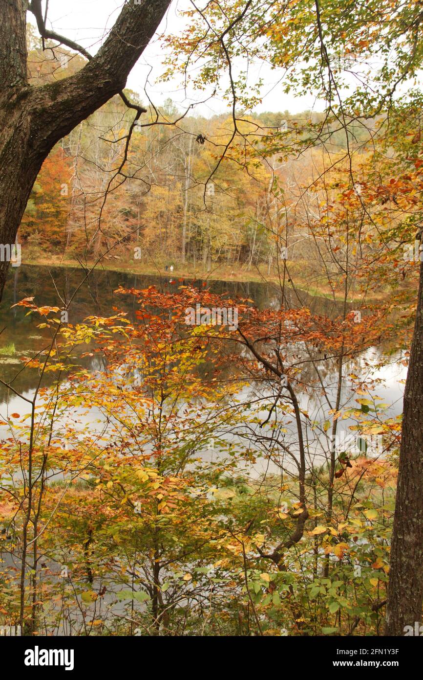 Autumn in the Blue Ridge Mountains, VA, USA. Otter Lake on the Blue ...