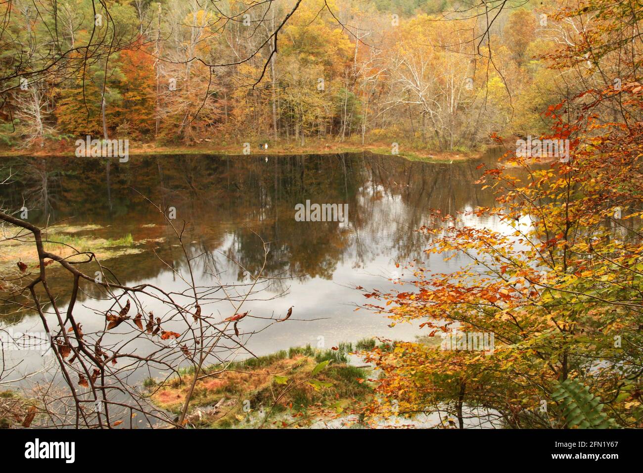 Autumn in the Blue Ridge Mountains, VA, USA. Otter Lake on the Blue ...