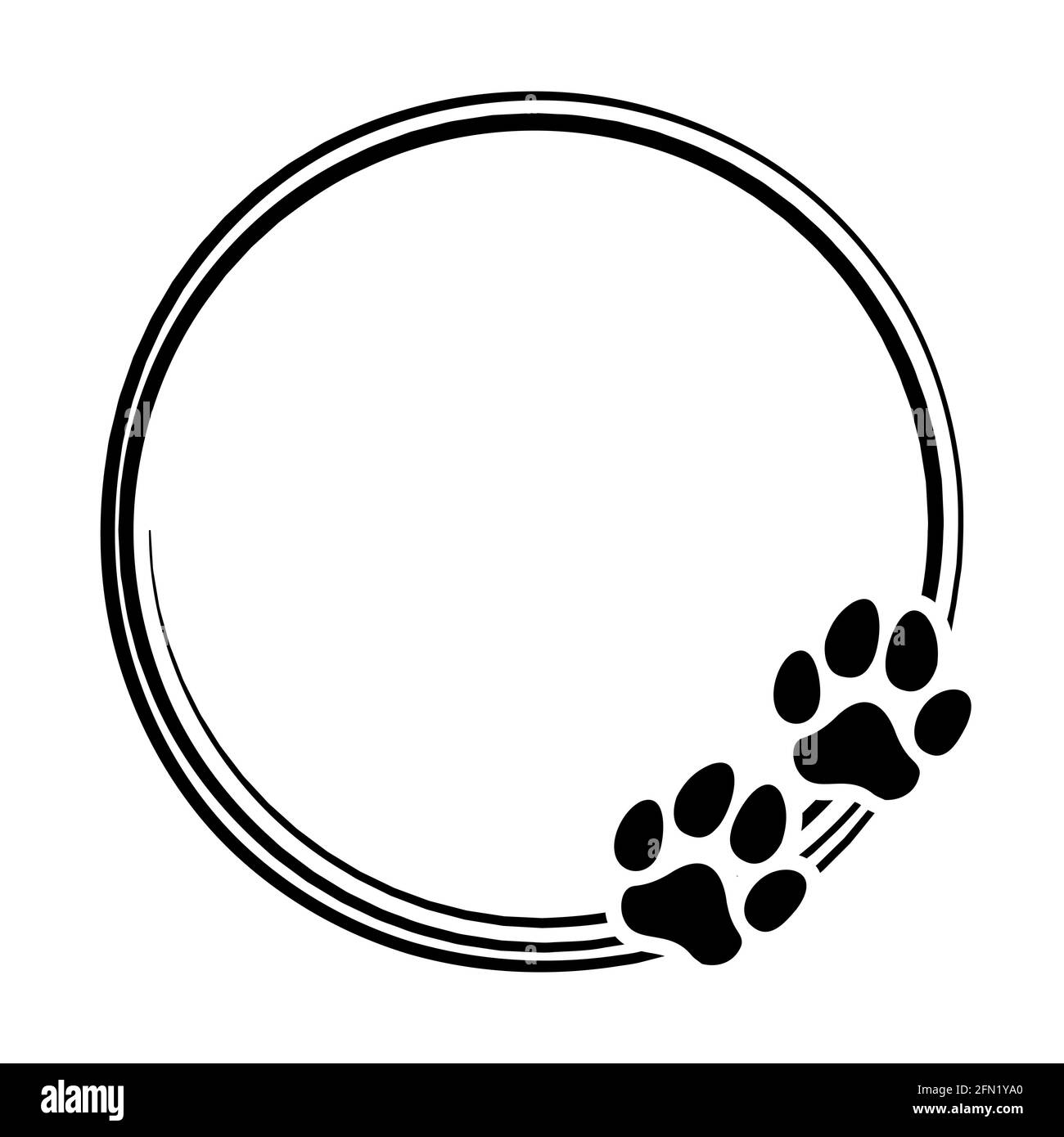 Dog footprints in round wreath shape, photo frame. - lovely vector ...