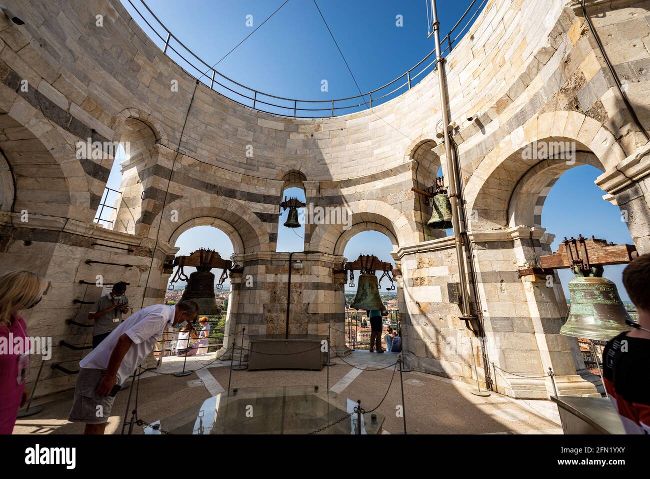 The ancient bells of the Leaning Tower of Pisa, Piazza dei Miracoli ...