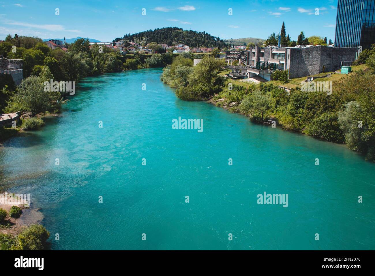 View of Podgorica city with the Moraca river in Montenegro Stock Photo ...