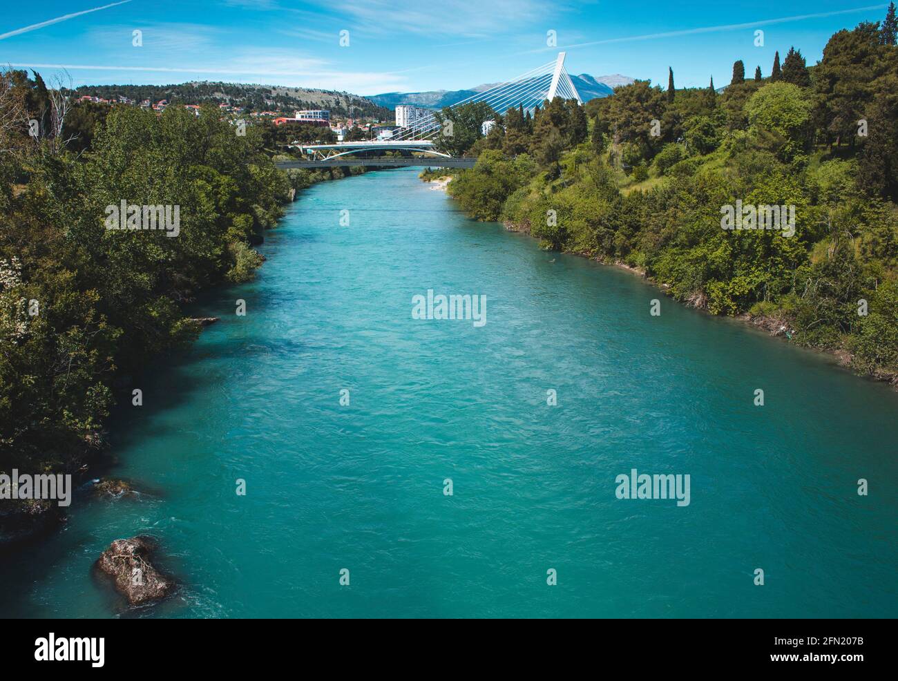 View of Podgorica city with the Moraca river in Montenegro Stock Photo ...