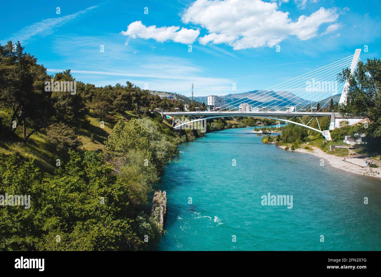 View of Podgorica city with the Moraca river in Montenegro Stock Photo ...