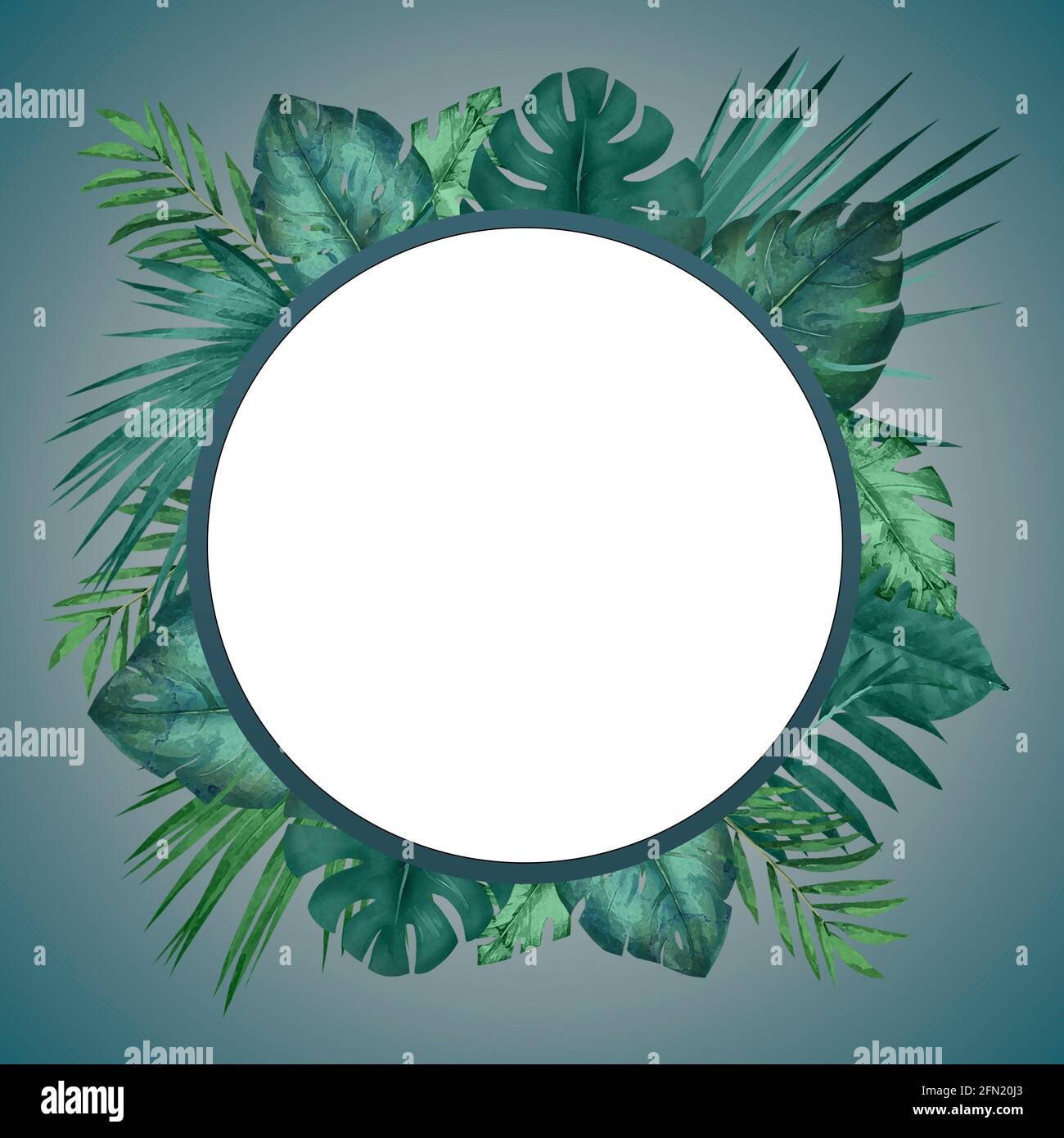 Tropical leave palm label design. Tropical leave frame on green ...