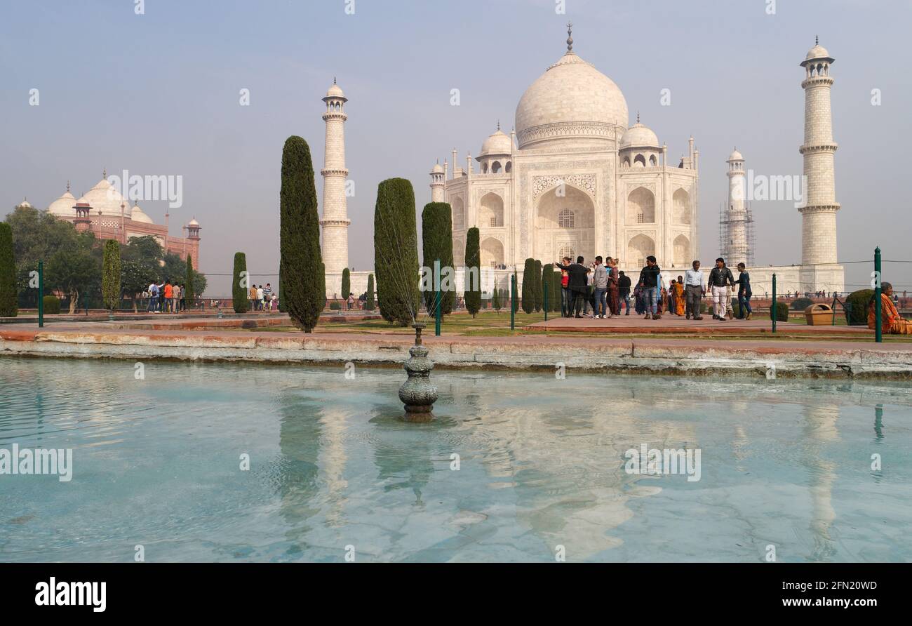 AGRA, INDIA - Nov 25, 2015: Taj Mahal is an ivory-white marble ...