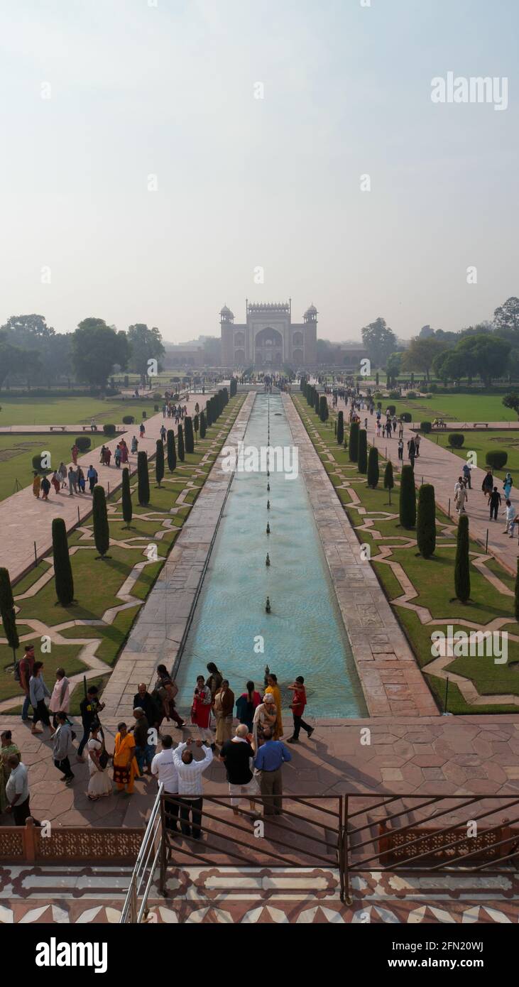 AGRA, INDIA - Nov 25, 2015: Taj Mahal is an ivory-white marble ...